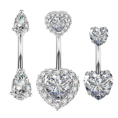 316L Stainless Steel Belly Button Rings Curved Barbell Crystal CZ Nave Arardo
